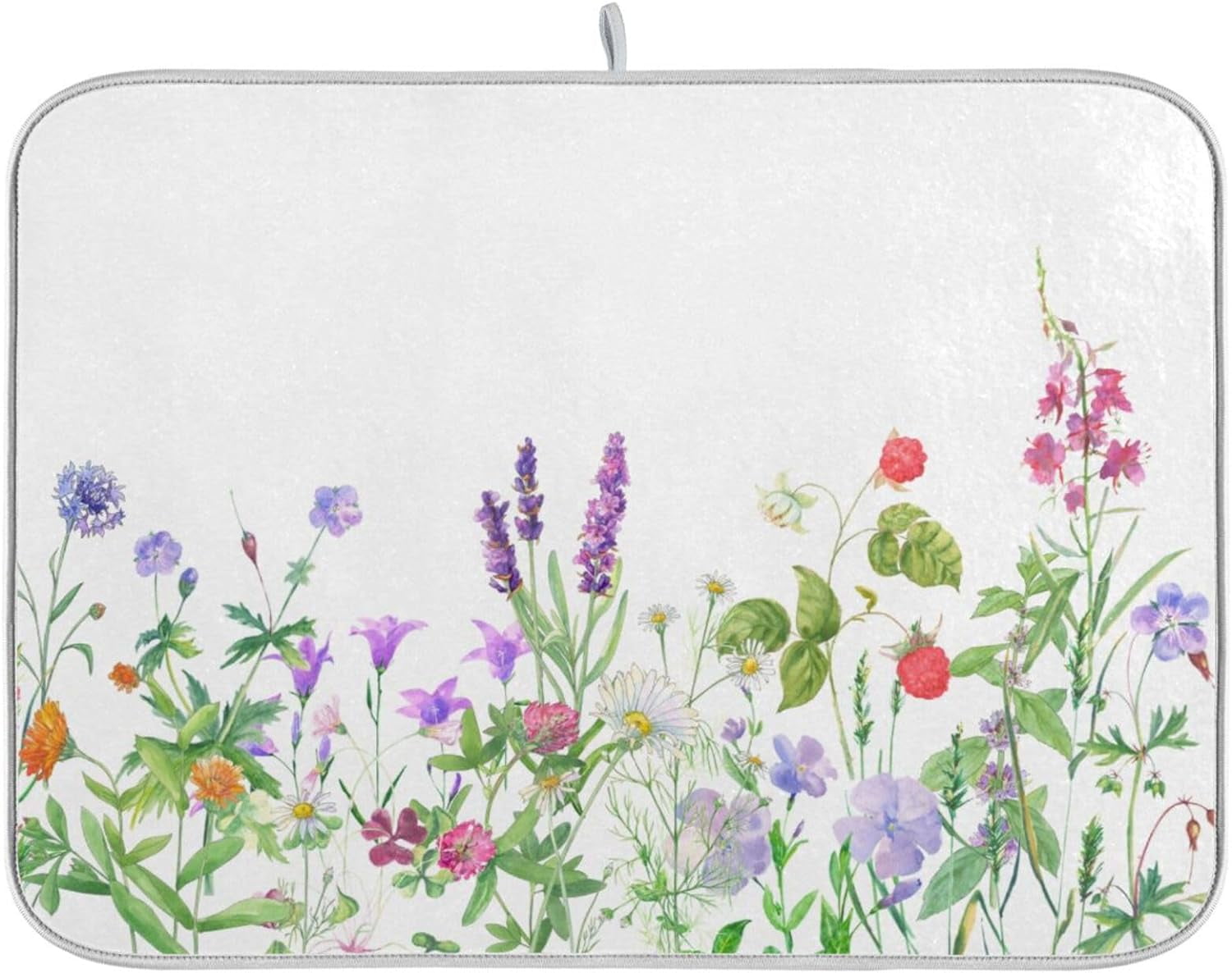 SKYSONIC Wild Meadow Flowers and Grass Microfiber Dish Drying Mat ...