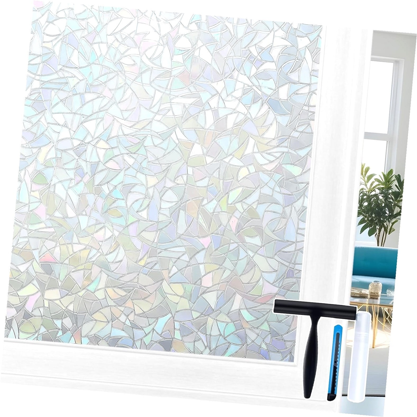 SKYSONIC Window Privacy Film with Installation Kit, Window Film, Static Cling Control Window ...