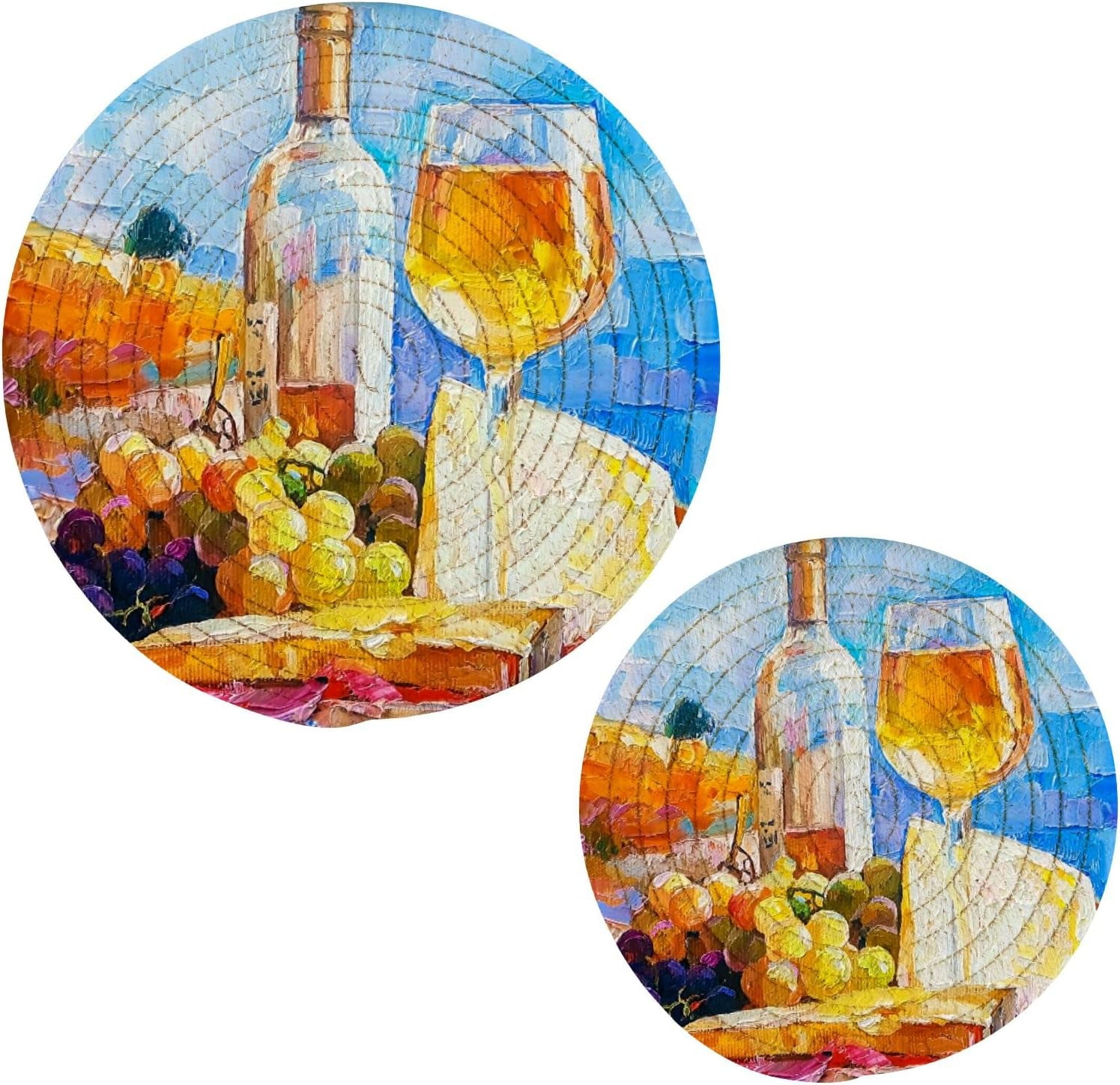 SKYSONIC Wine Glass Grapes Pot Holders Trivets, 2 Pcs Heat Resistant ...