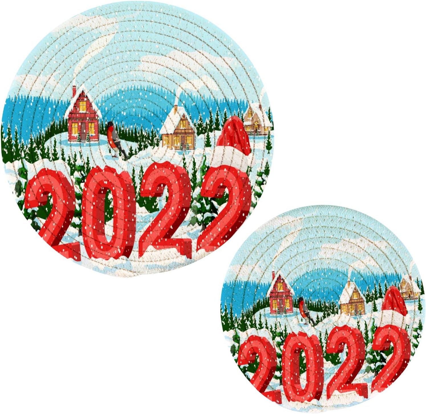 SKYSONIC Winter Christmas Pot Holders Trivets, 2 Pcs Heat Resistant ...