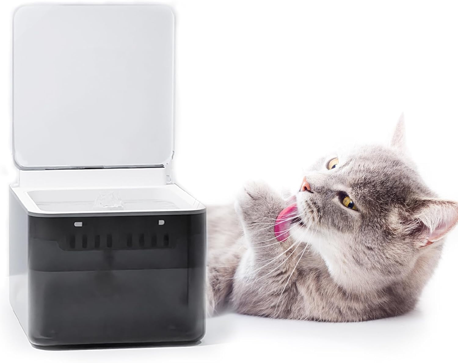 SKYSONIC Wireless Pet Water Dispenser with Lid, 101oz/3L Automatic ...