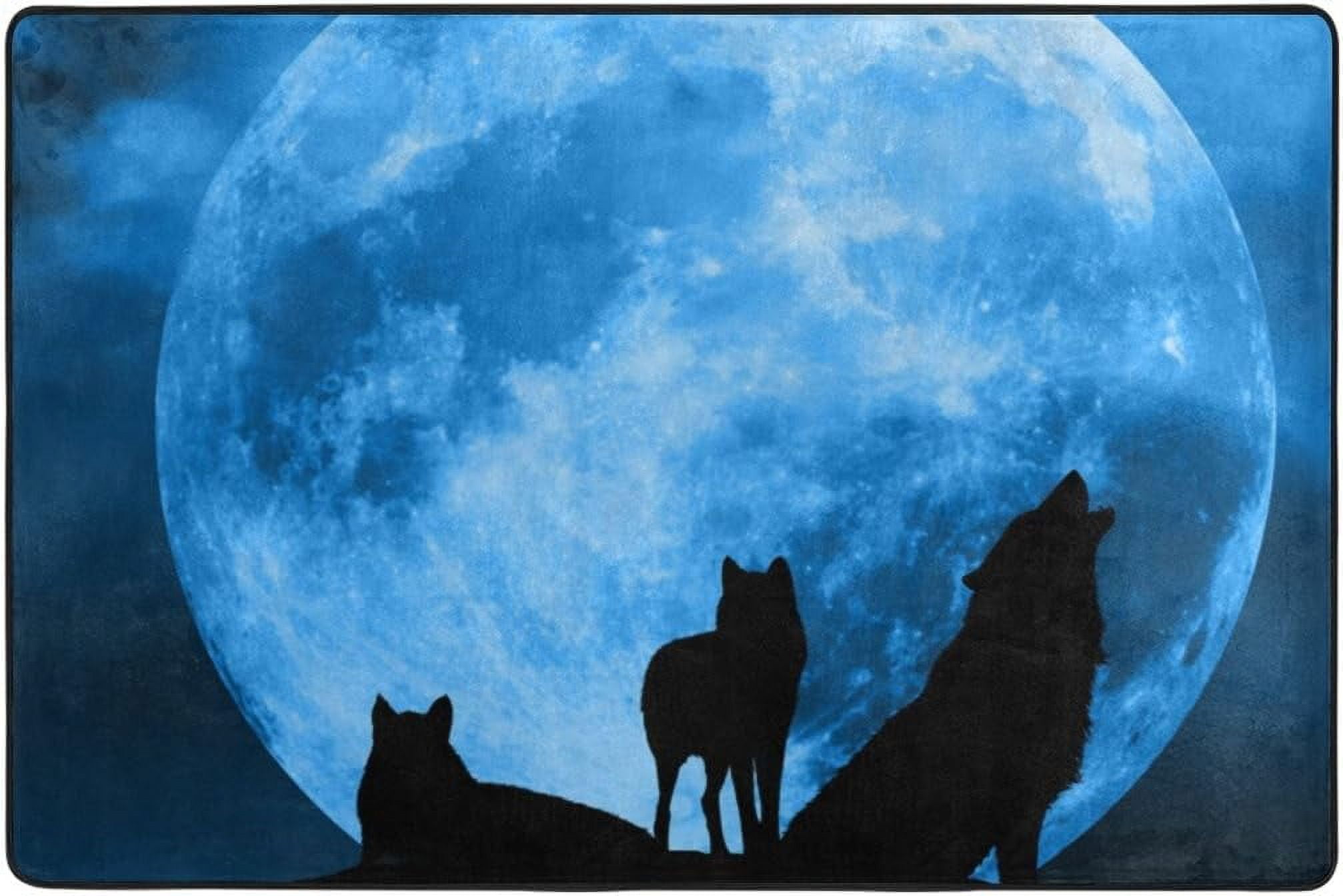 SKYSONIC Wolves Howling Area Rug Pad 24x36 Inch 100% Light Weight ...