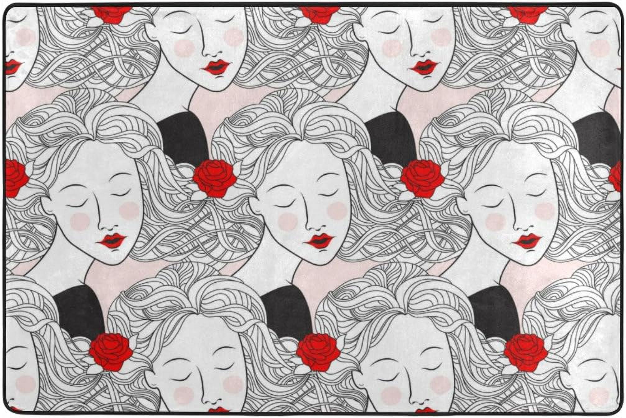 SKYSONIC Women's Faces Area Rug Pad 24x36 Inch 100% Light Weight ...