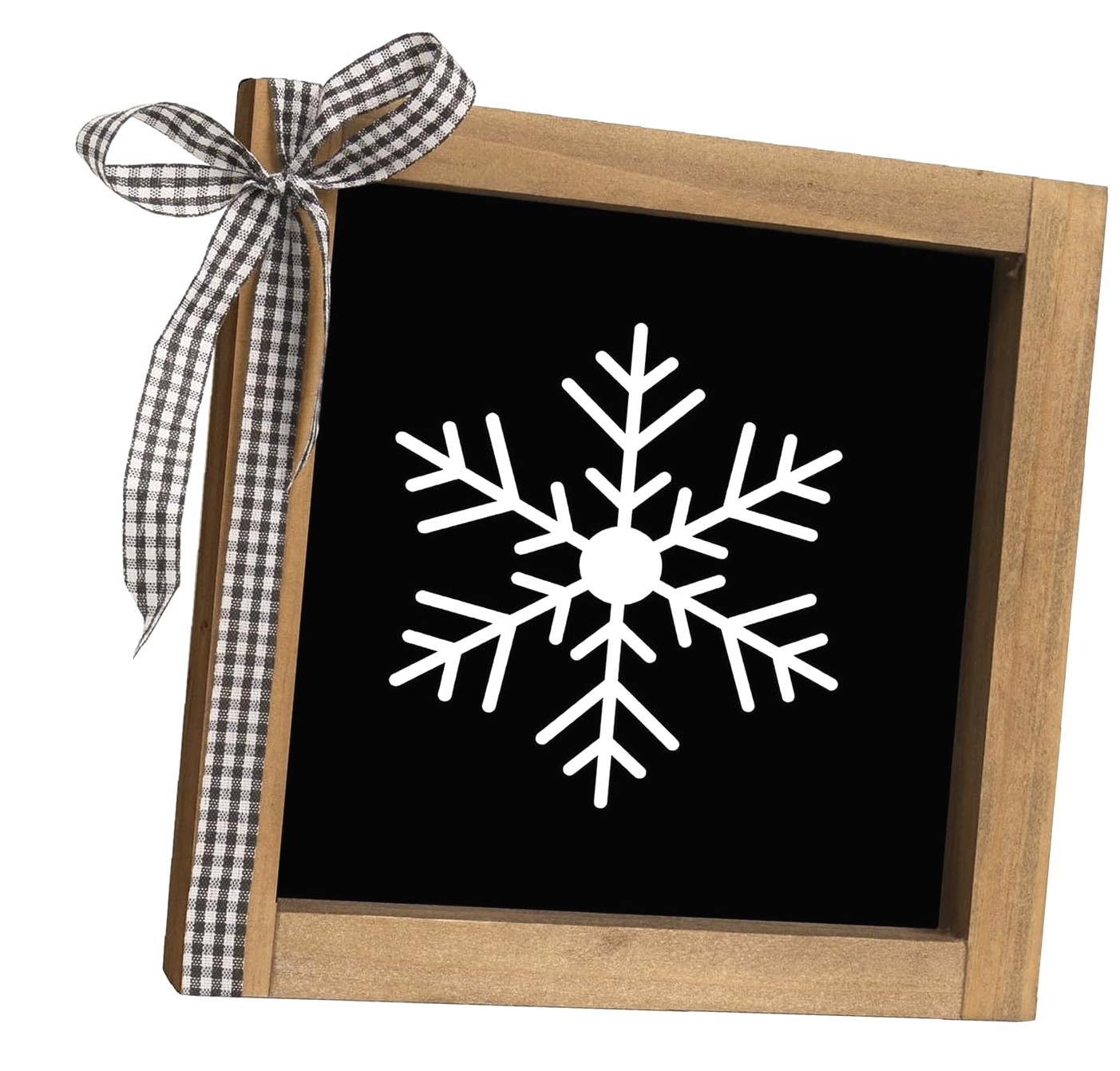 SKYSONIC Wooden Snowflake Sign, 6 Inch Winter Signage Plaque Decor ...