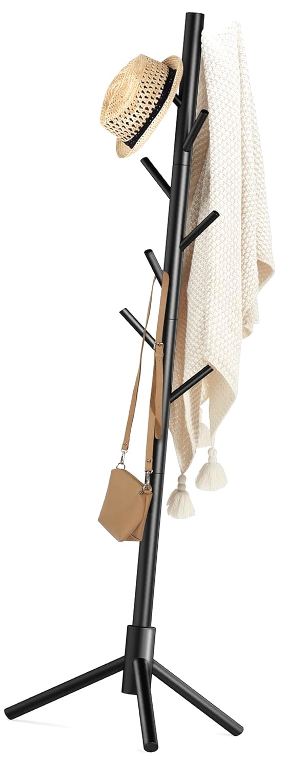 SKYSONIC Wooden Stand with 8 New Zealand Pine 3 Coat Standing Tree for ...