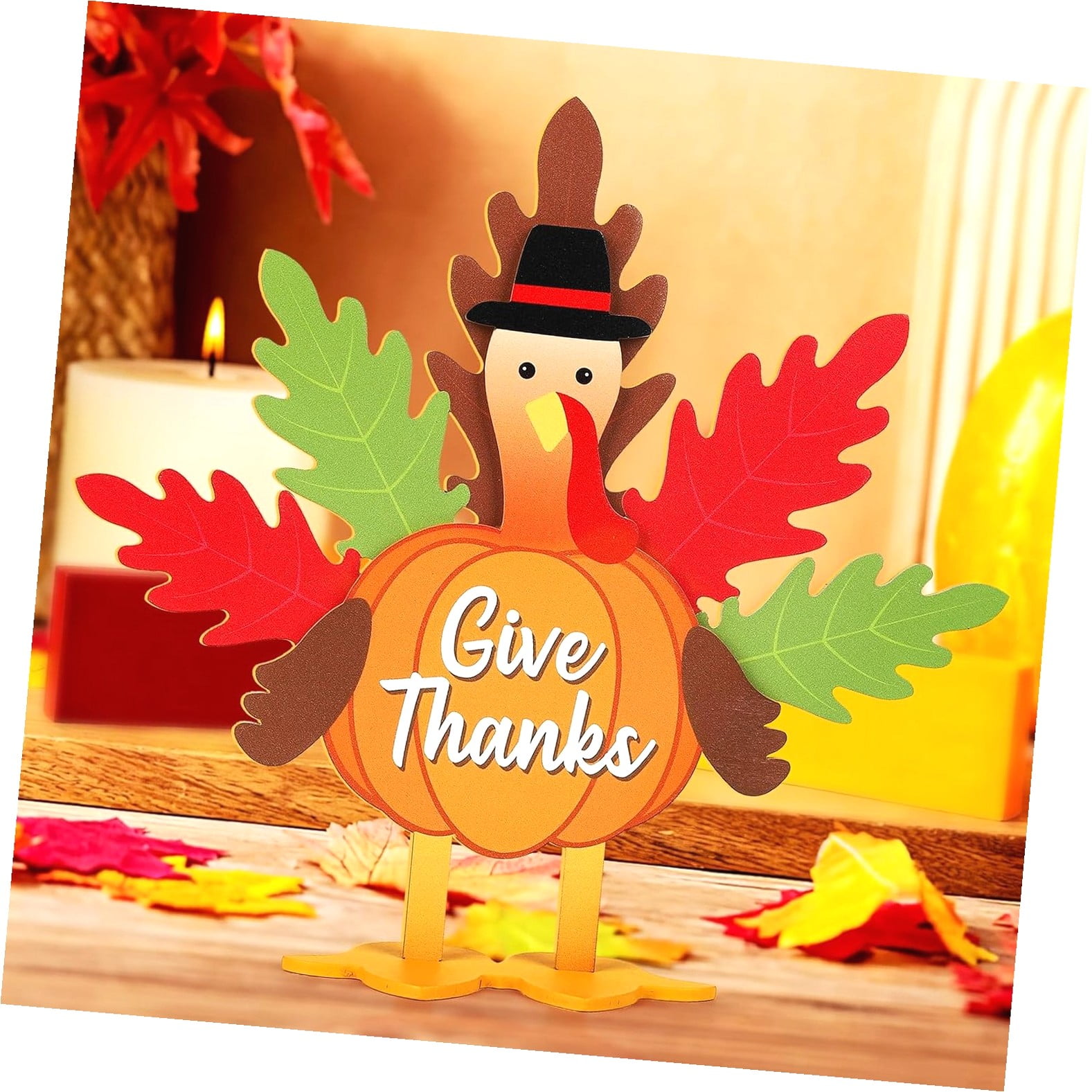 SKYSONIC Wooden Turkey Thanksgiving Decorations Indoor, Thanksgiving ...