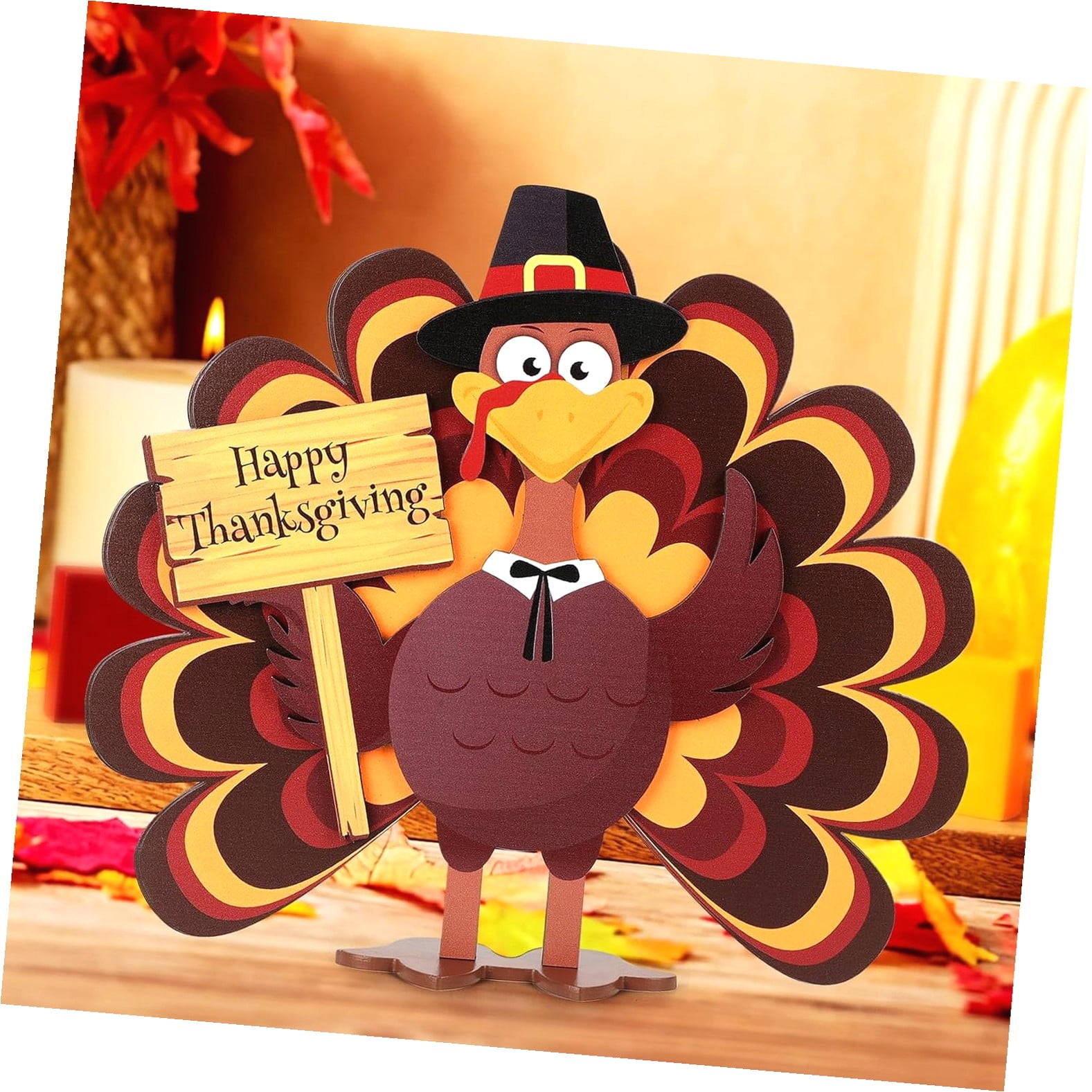 SKYSONIC Wooden Turkey Thanksgiving Decorations Indoor, Thanksgiving ...