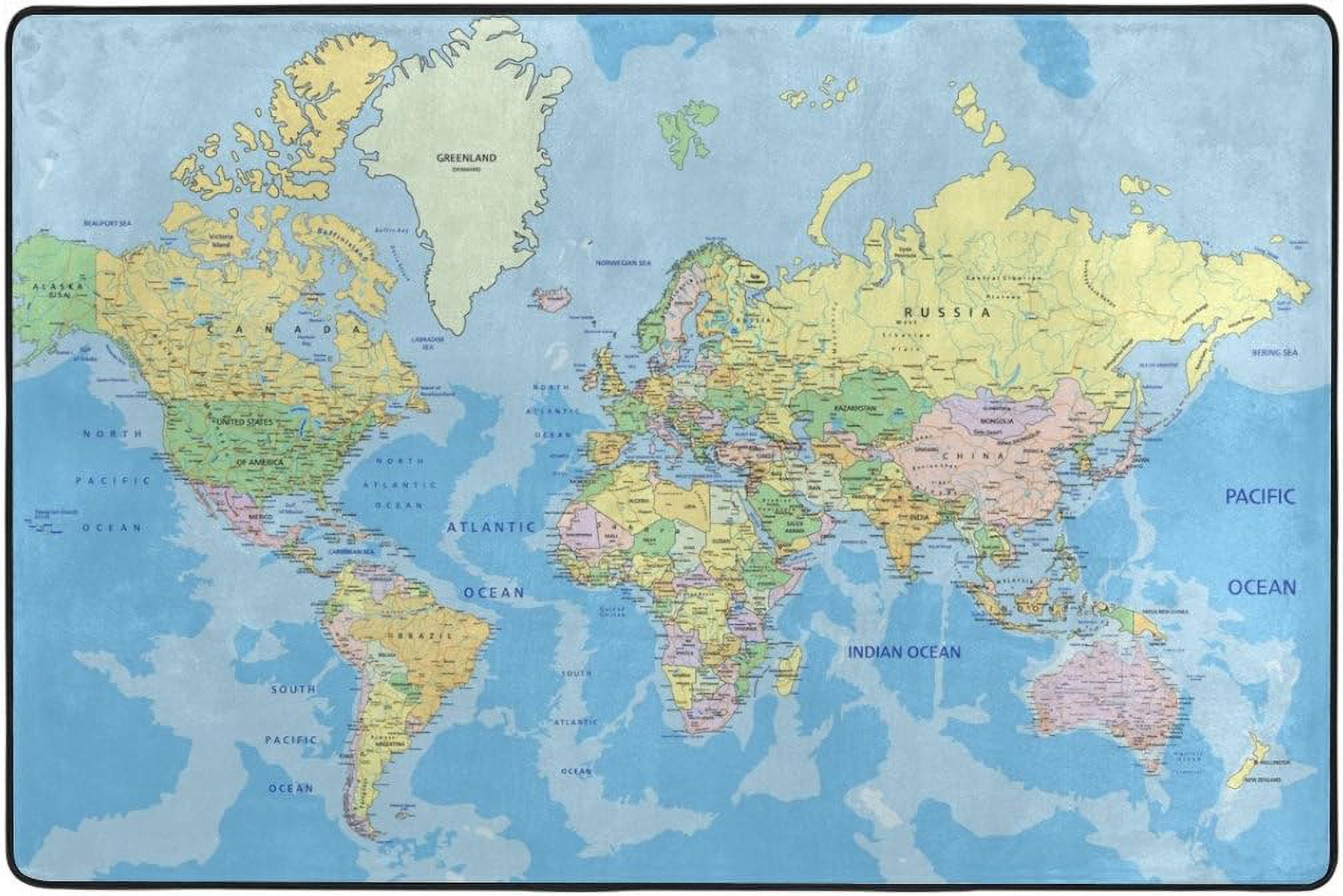 SKYSONIC World Map Lightweight Carpet Mats Area Soft Rugs Floor Mat ...