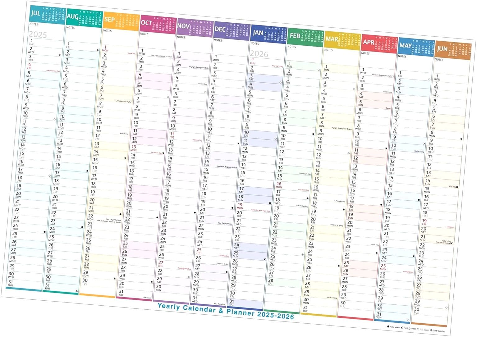 SKYSONIC Yearly Wall Calendar 2025-2026 Large Yearly Calendar 2025-2026 ...