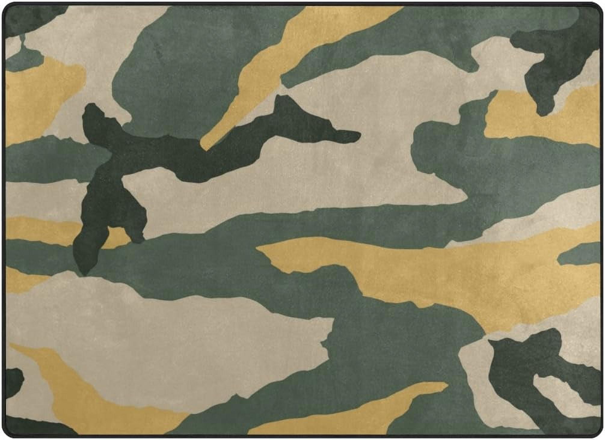 SKYSONIC Yellow Green Camouflage 80x58 inches Lightweight Soft Area Rug ...