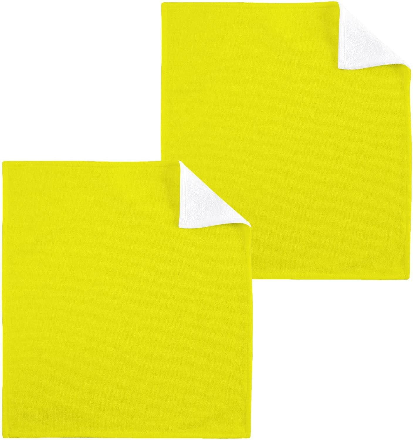 SKYSONIC Yellow Solid Color Washcloths Set of 4, Highly Absorbent Soft ...