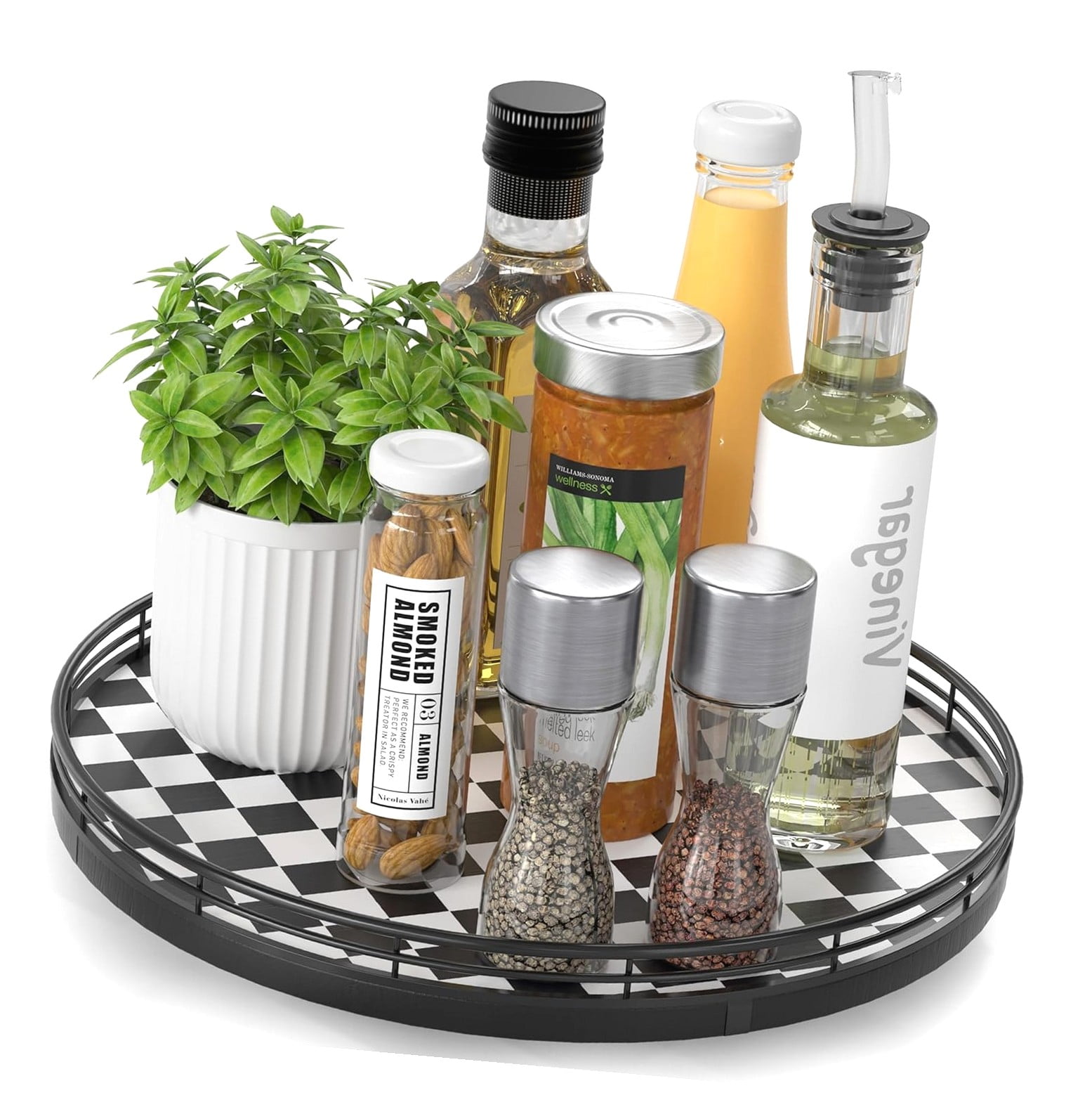 SKYSONIC and White Kitchen Lazy Turntable – Circular Checkered Tray, 12 ...