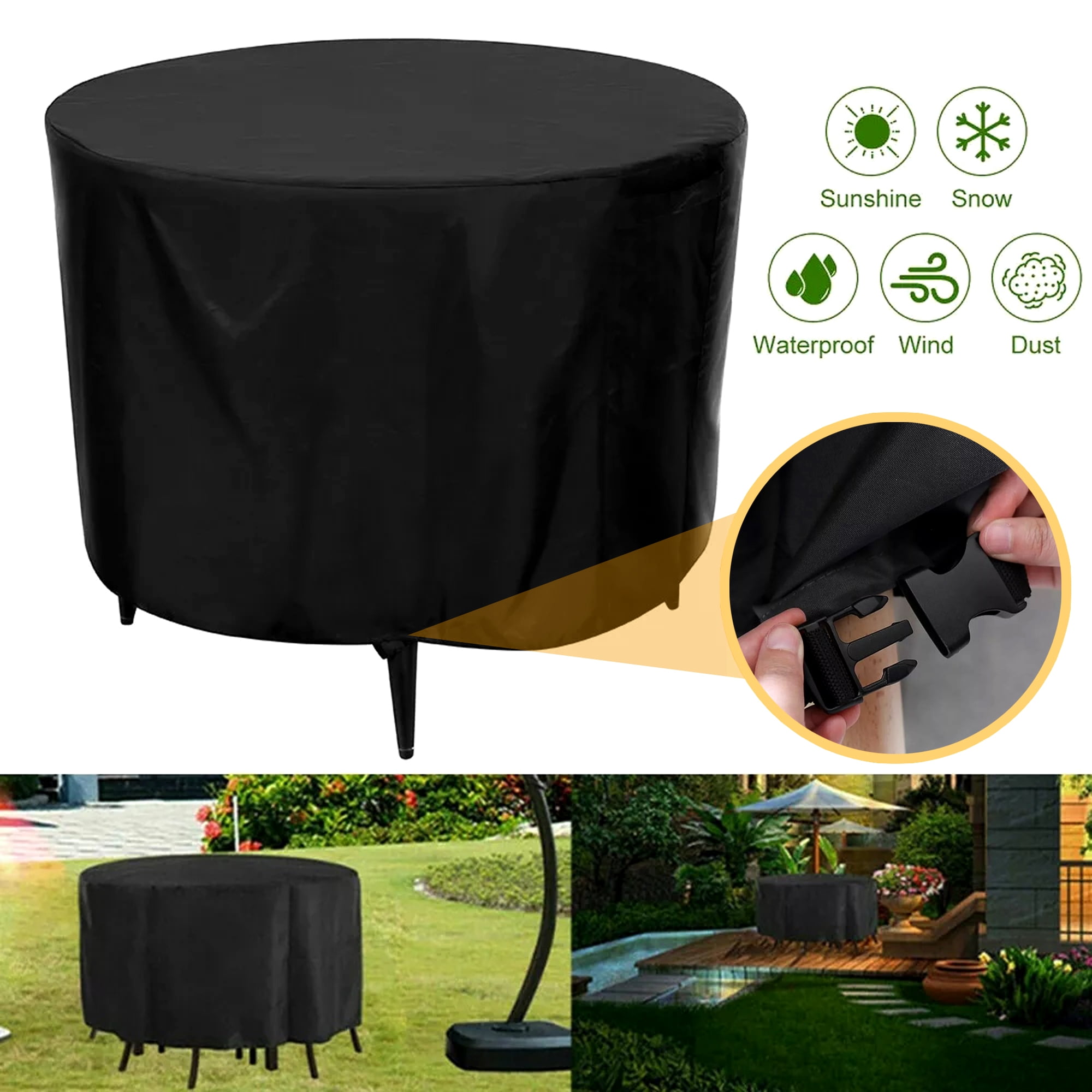 SHELTUSE 90''Dia x 39''H Heavy Duty Patio Furniture Covers Round Garden ...