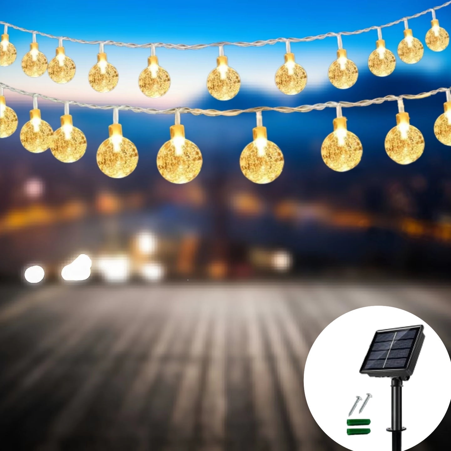 SKYUSE Outdoor Solar String Lights Waterproof, 26.2Ft 50 LED Solar ...
