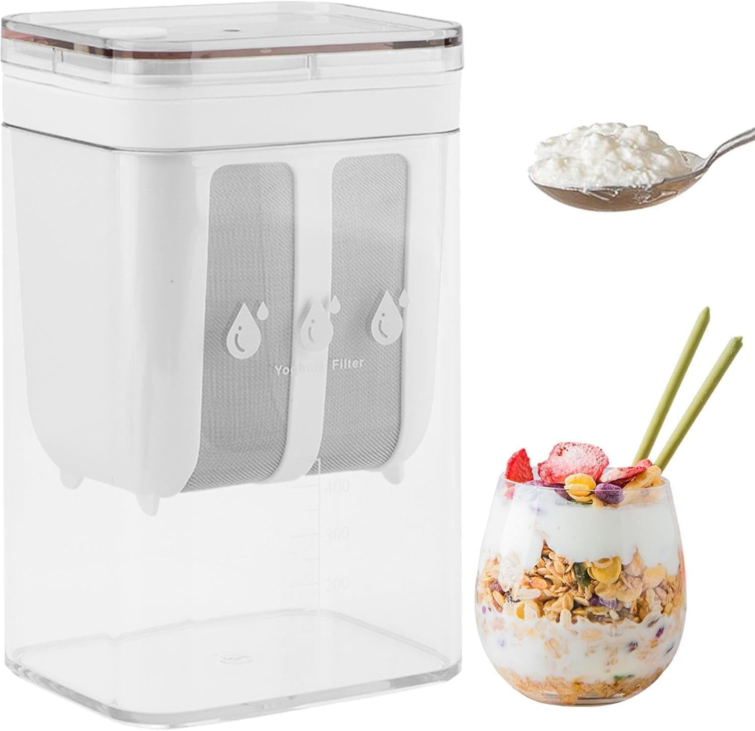 SKYWORK Greek Yogurt Curd Maker 1100ml Fine Mesh Strainer with Lid ...