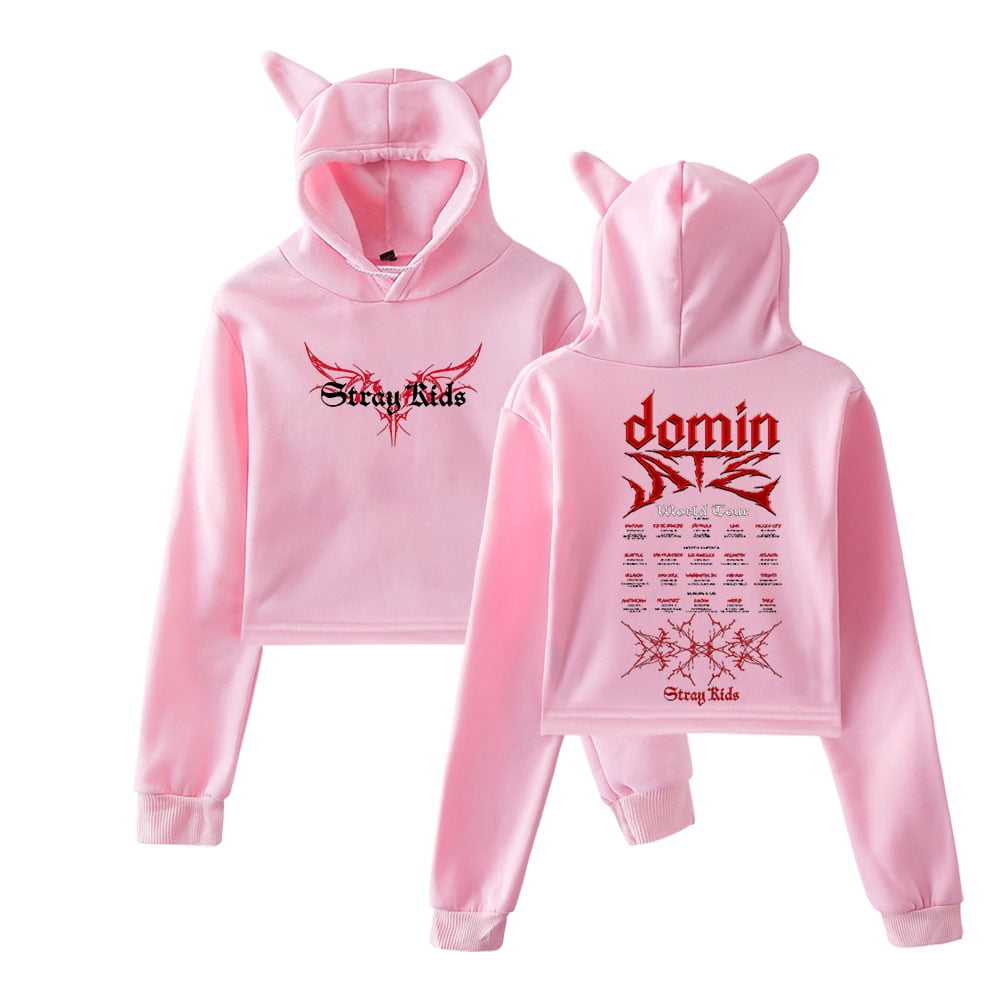 SKZ Stray Kids Dominate World Tour Merch Hoodie Cat Ear Fashion Street ...