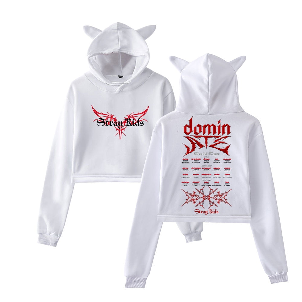 SKZ Stray Kids Dominate World Tour Pullover Female Cat Ears Hoodie Long ...