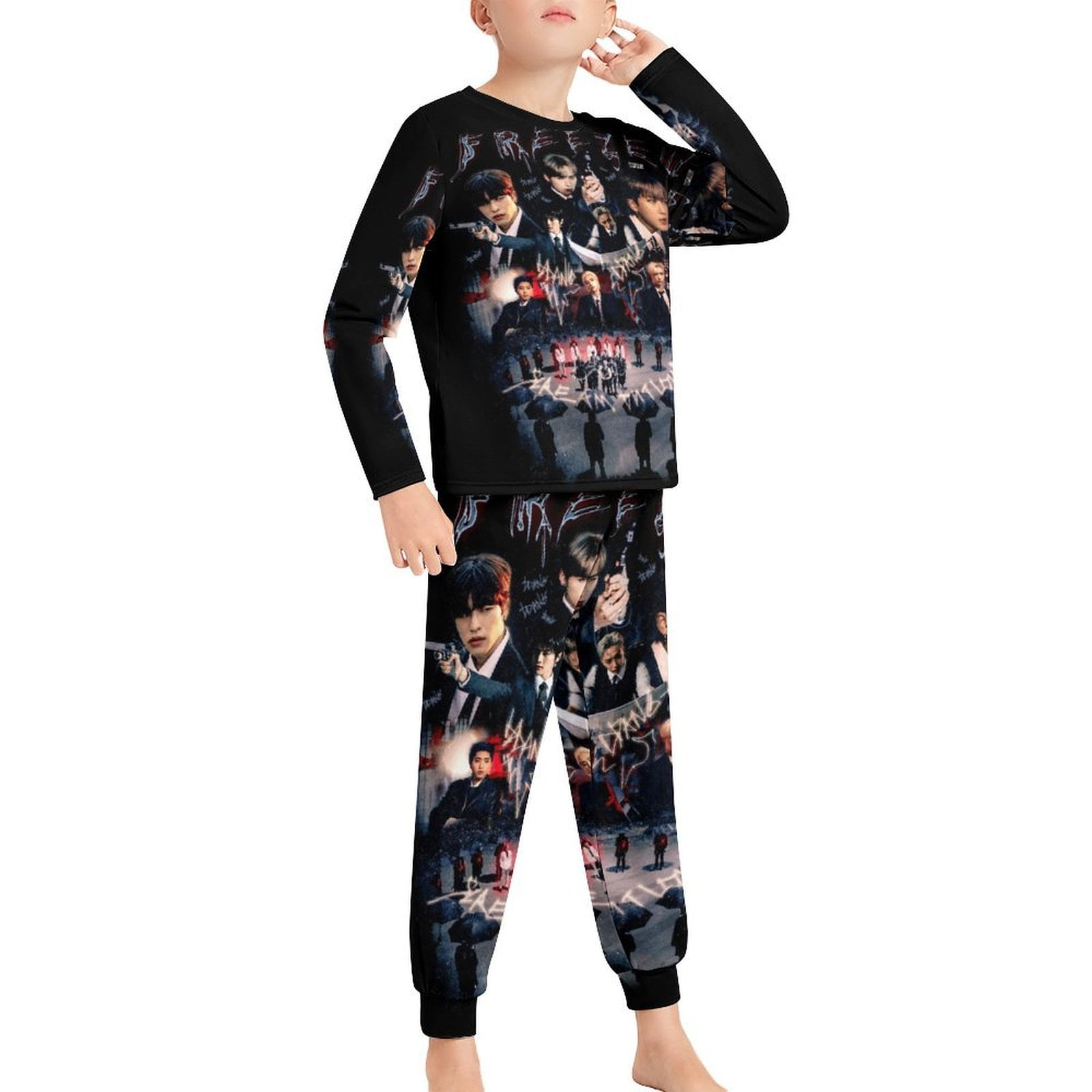 SKZ Stray Korea Ki-DS Costumes T Shirt Set Crewneck Tee Shirt Pants Set ...