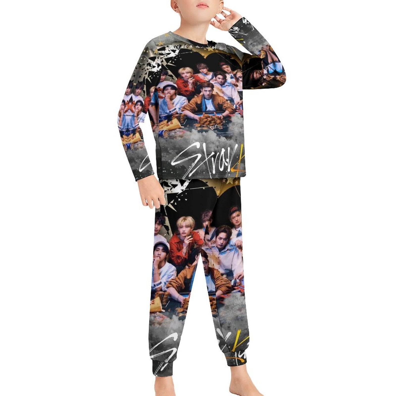 SKZ Stray Korea Ki-DS Costumes T Shirt Set Crewneck Tee Shirt Pants Set ...