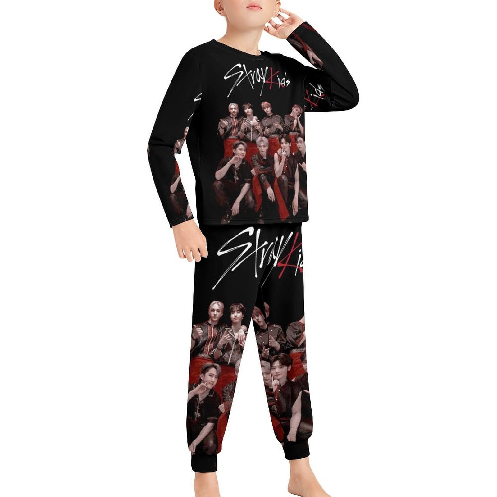 SKZ Stray Korea Ki-DS Costumes T Shirt Set Crewneck Tee Shirt Pants Set ...