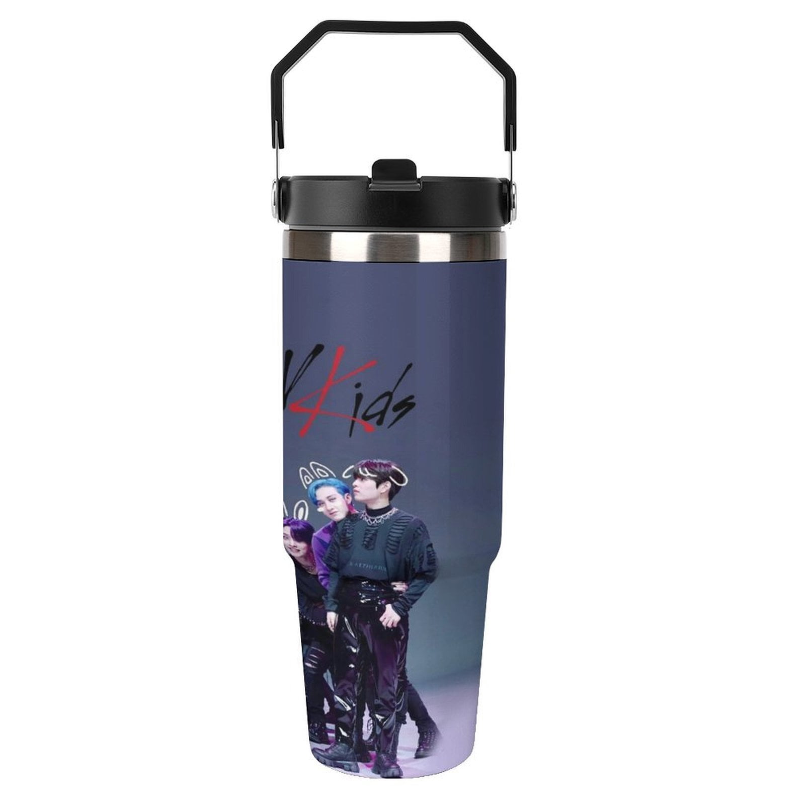 SKZ Stray Korea Ki-DS Tumbler with Lid Straw Top Handle 30oz Leakproof ...