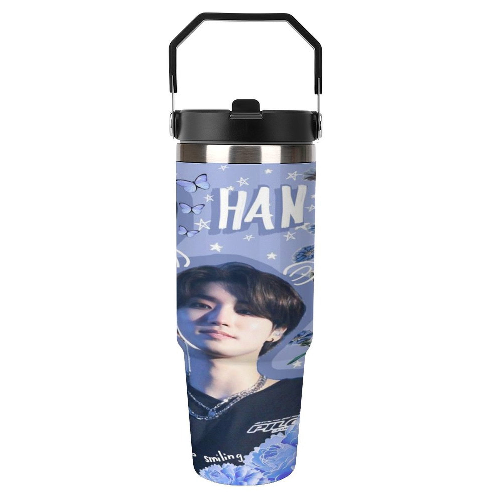 SKZ Stray Korea Ki-DS Tumbler with Lid Straw Top Handle 30oz Leakproof ...