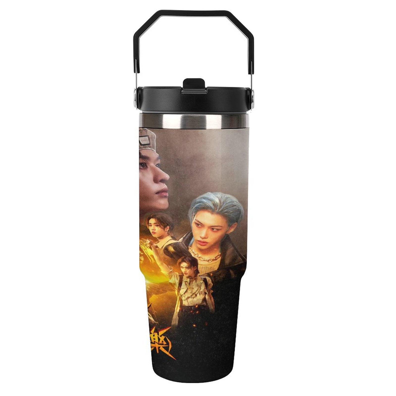 SKZ Stray Korea Ki-DS Tumbler with Lid Straw Top Handle 30oz Leakproof ...