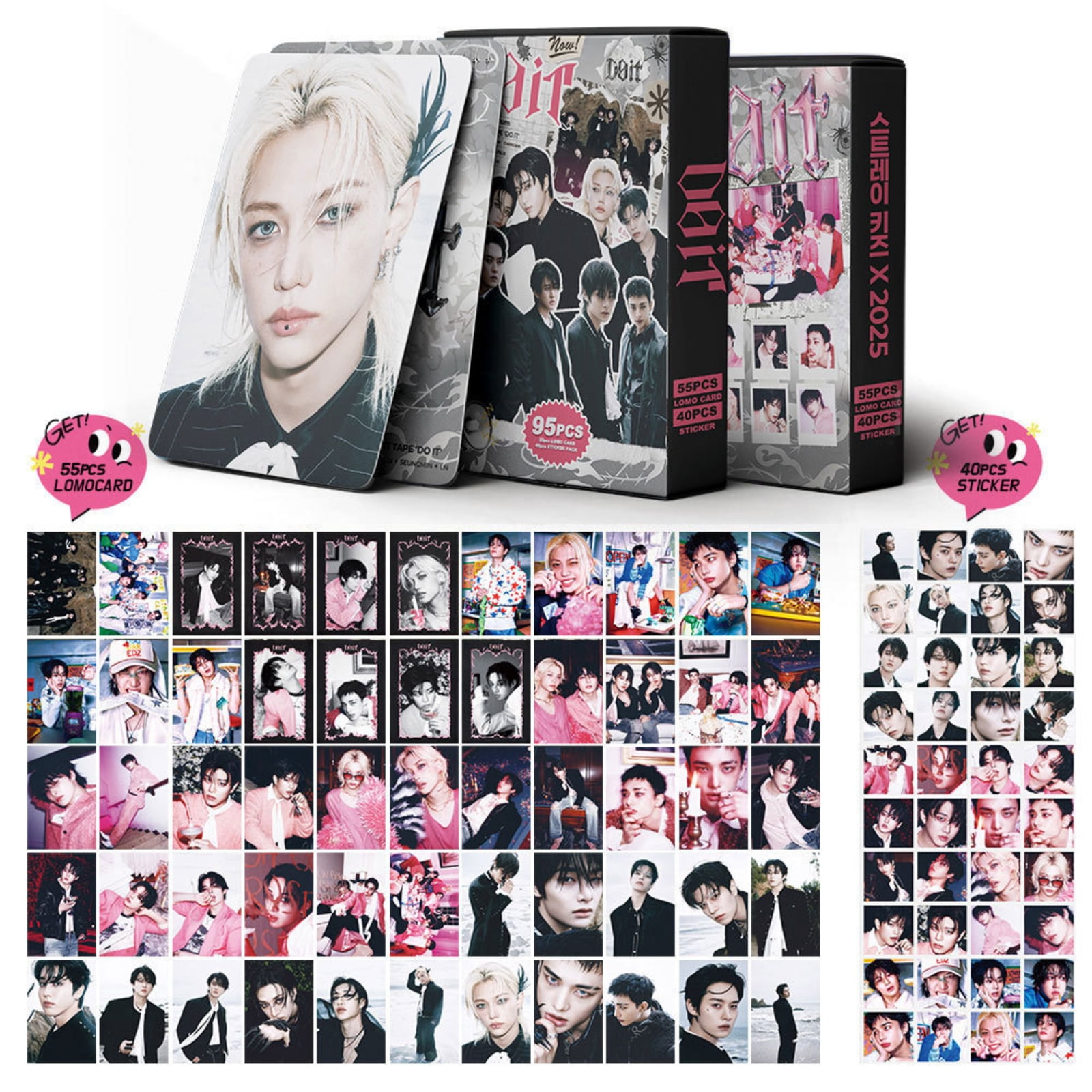SKZOO 55Pcs LOMO Photocard Set + 40 Stickers K-Pop Idol Collectible ...