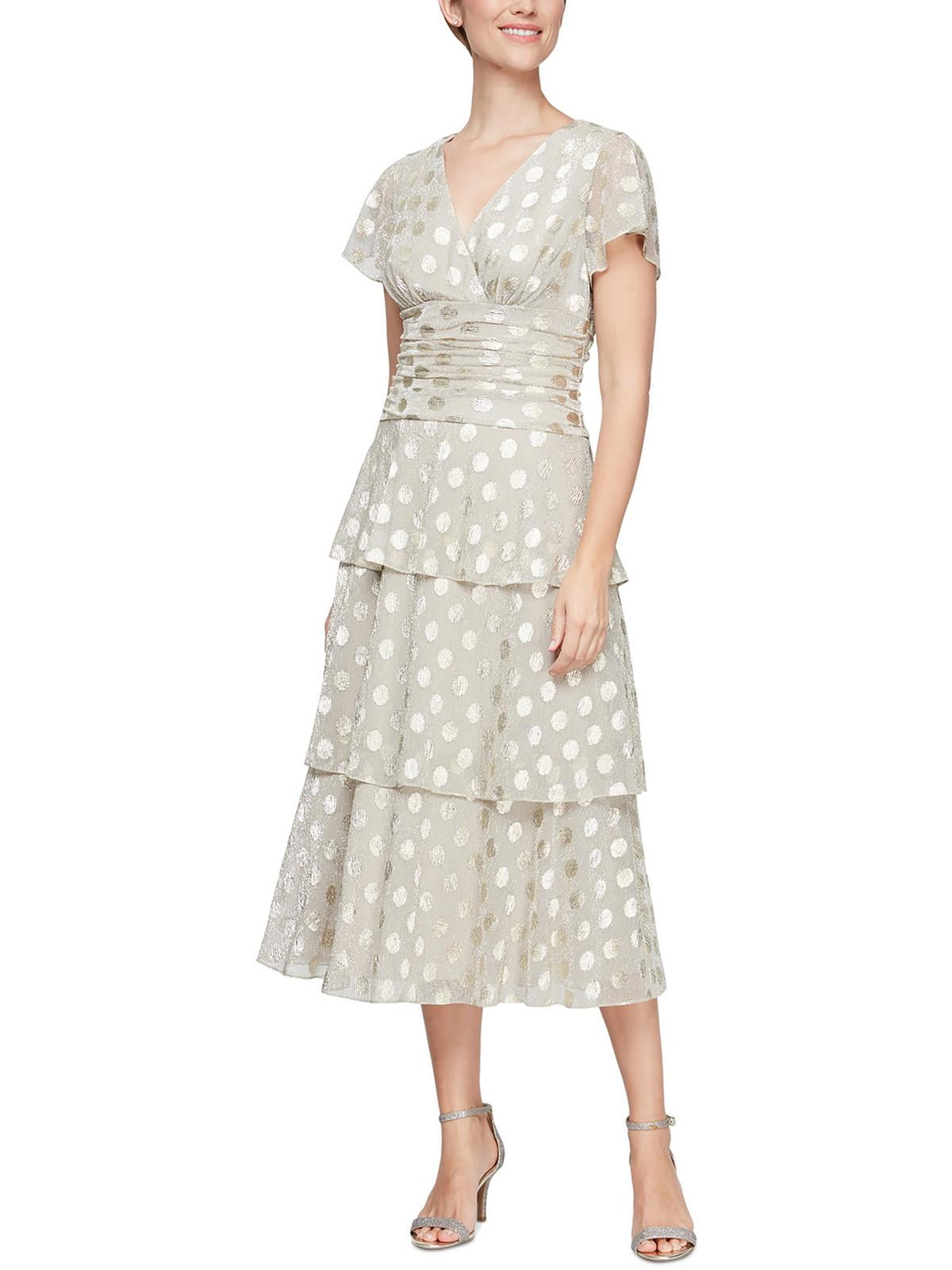 SLNY Womens Metallic Midi Cocktail and Party Dress - Walmart.com