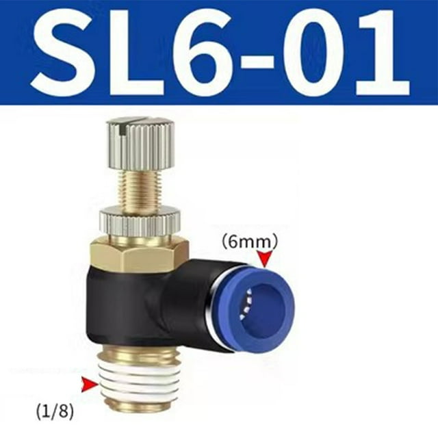 SL Pneumatic Flow Control Valve Push Fit Air Regulating Throttle 4 6 8 ...