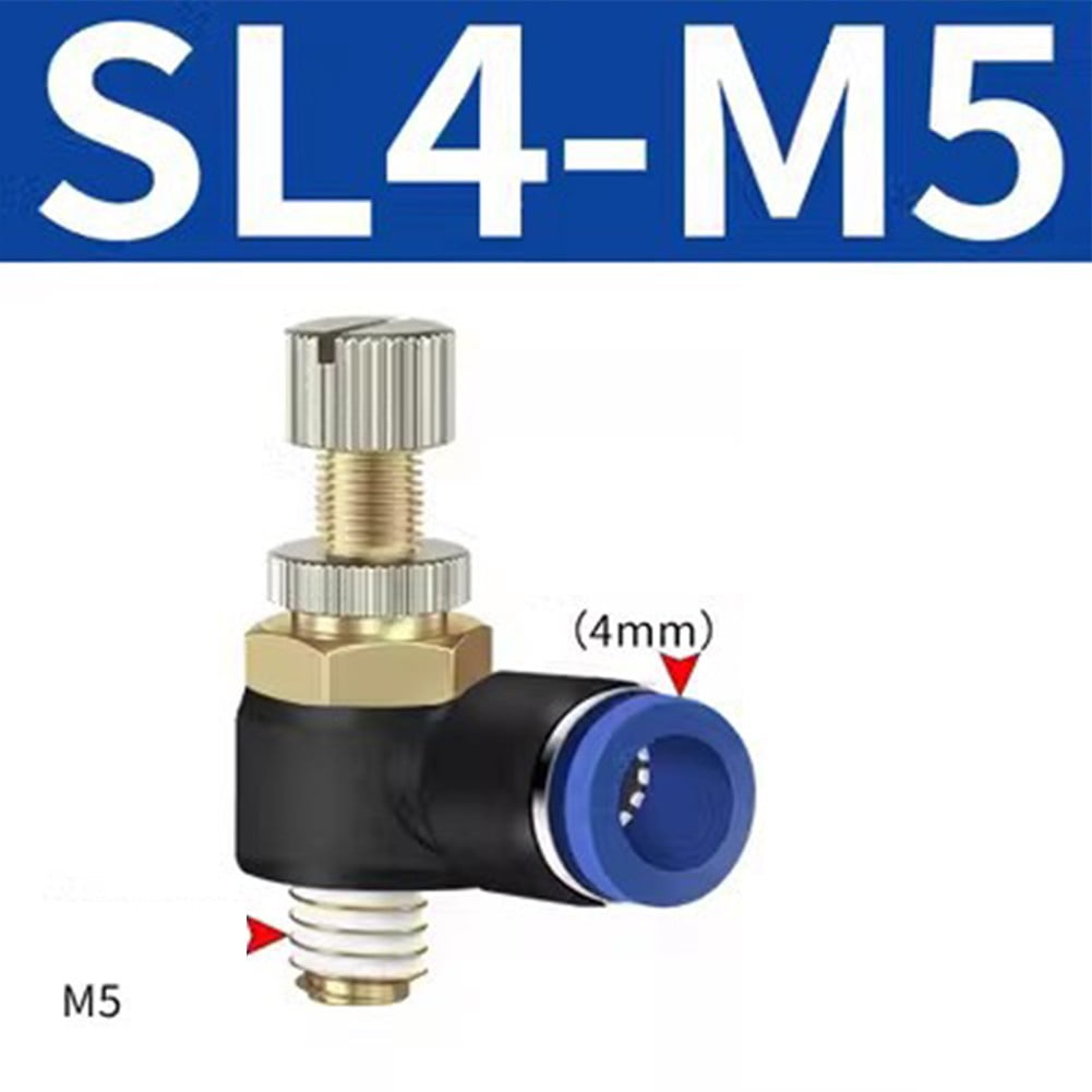 SL Pneumatic Flow Control Valve Push Fit Air Regulating Throttle 4 6 8 ...