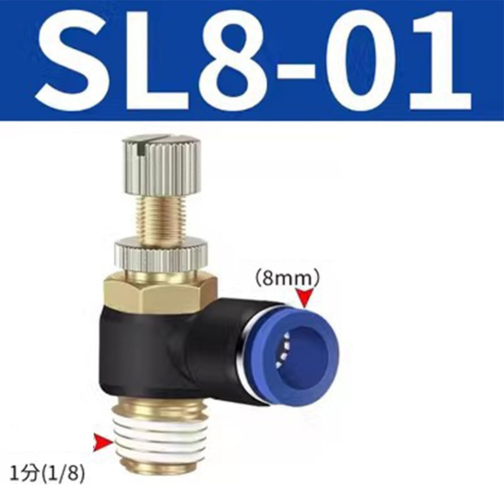 SL Pneumatic Flow Control Valve Push Fit Air Regulating Throttle 4 6 8 ...