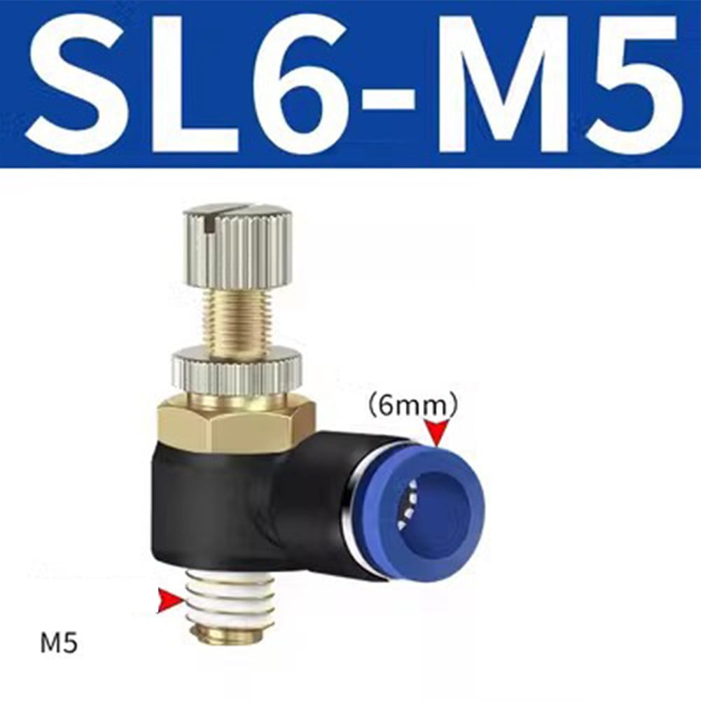 SL Pneumatic Flow Control Valve Push Fit Air Regulating Throttle 4 6 8 ...