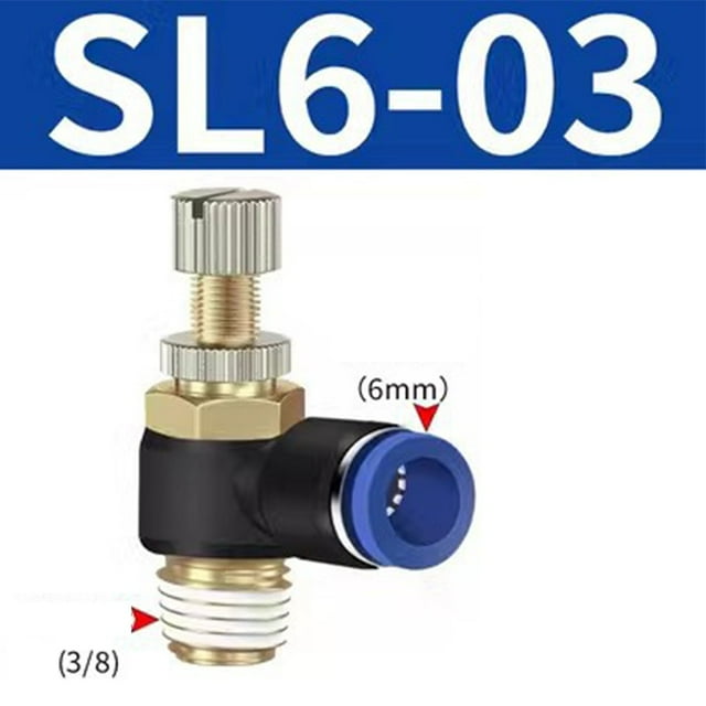 SL Pneumatic Flow Control Valve Push Fit Air Regulating Throttle 4 6 8 ...