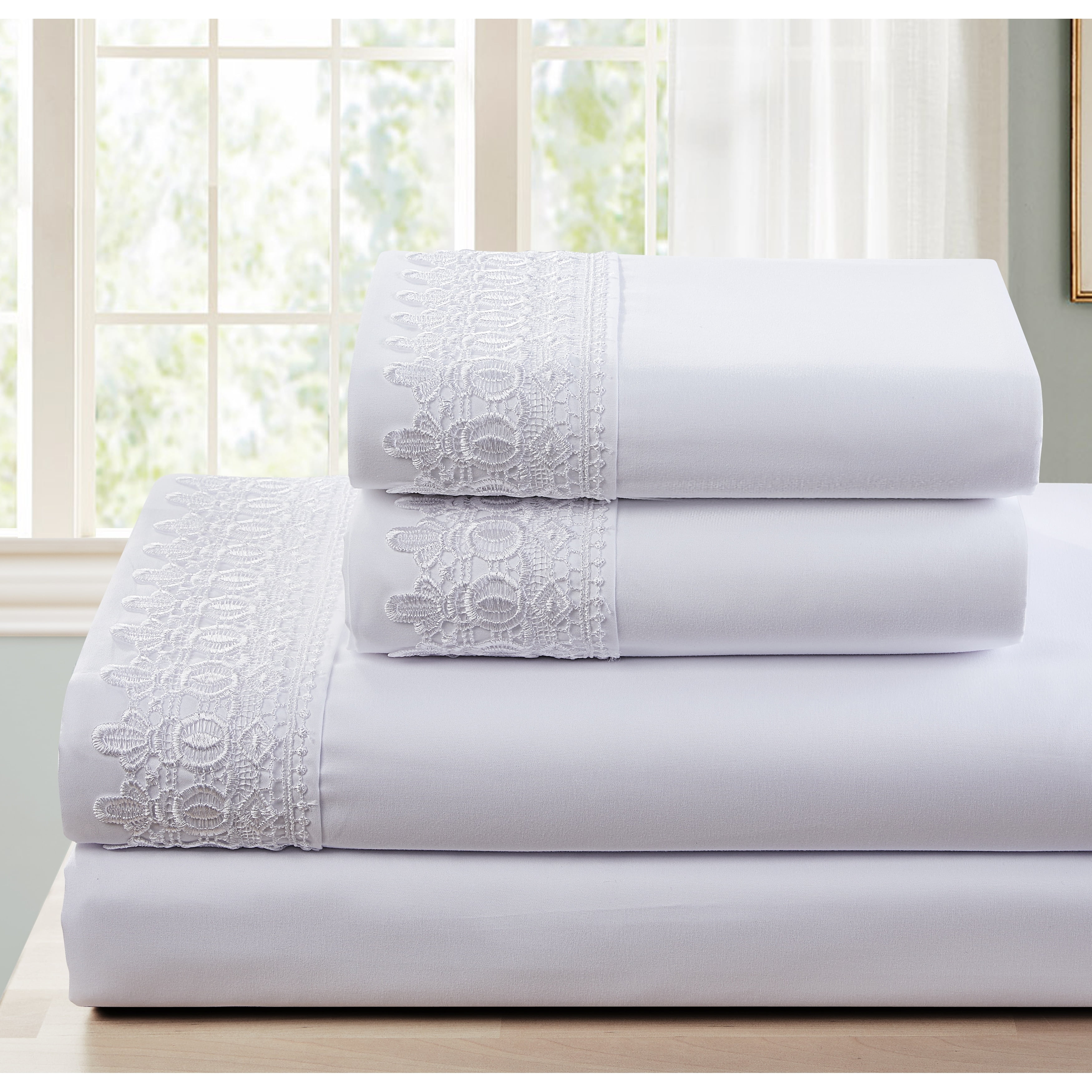 SL SPIRIT LINEN HOME EST. 1988 Lace Sheet Set - Double Brushed ...
