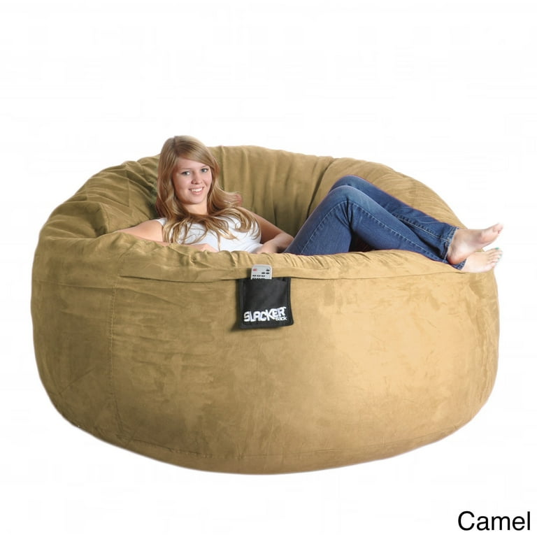Slacker Sack 6 Feet Adult Foam MicroSuede Beanbag Chair Light Brown