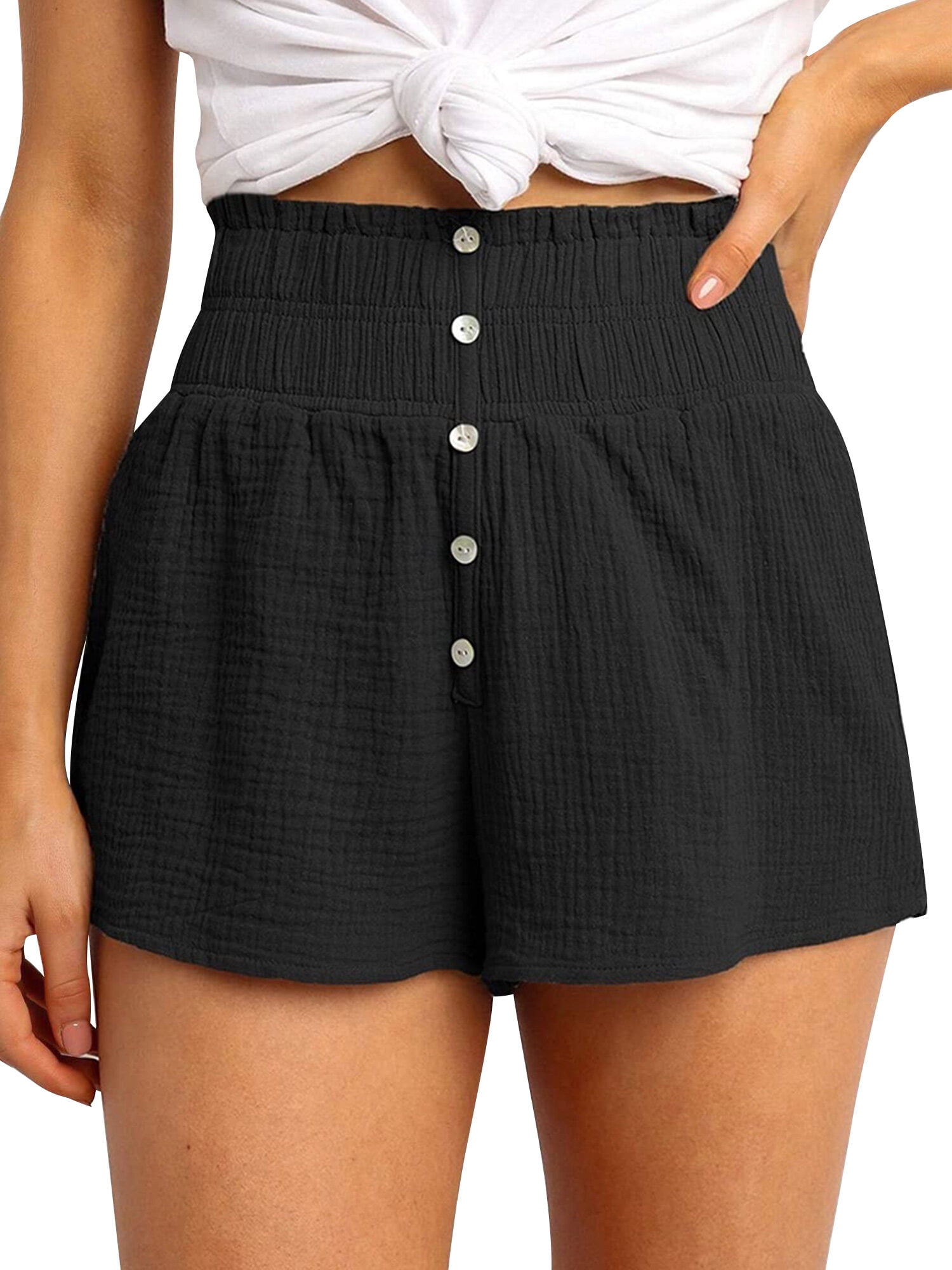 SLADYGLO Women Buttons Decorative Pleated A-Line Stretch-Tie High ...
