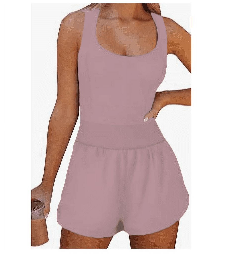SLADYGLO Women Plain Athletic Rompers One Piece Outfits Shorts ...