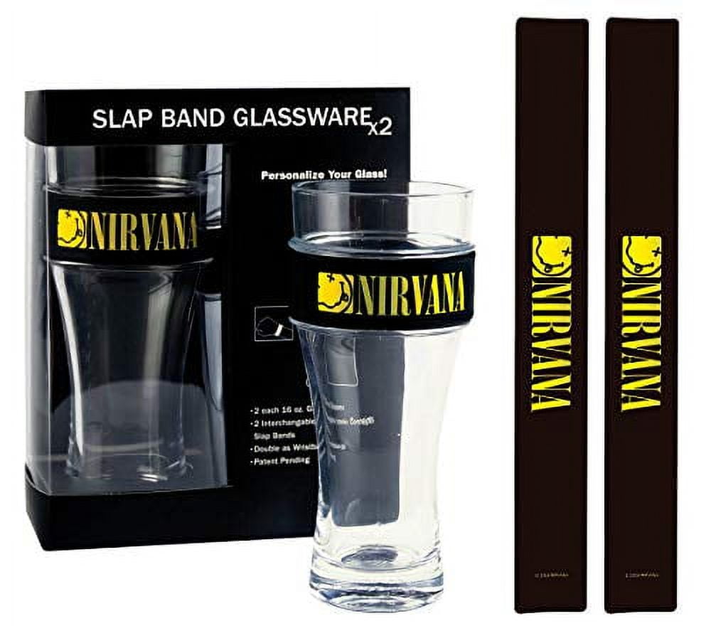 SLAP BAND GLASSWARE - 2 PACK WITH SLAP BAND NIRVANA SMILEY LOGO ...