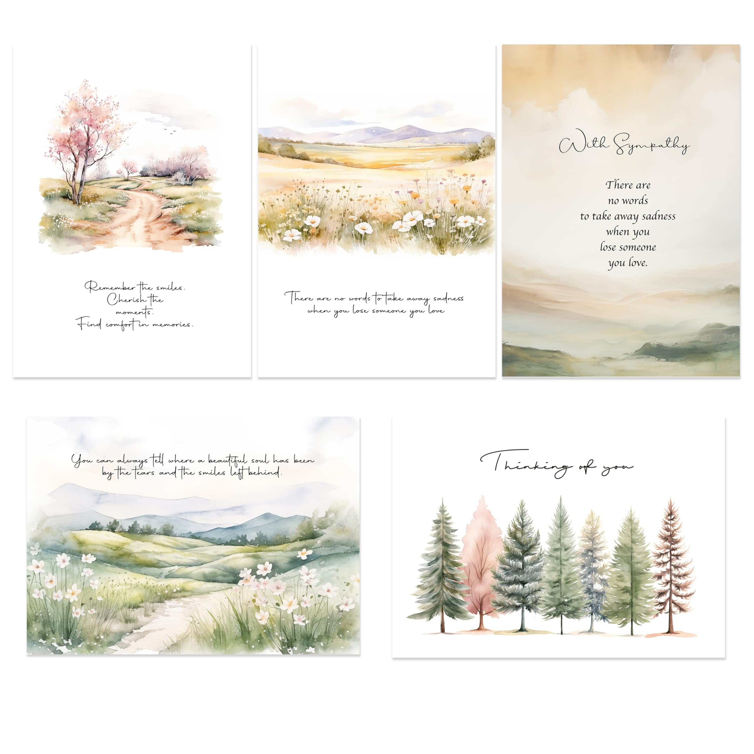 SLAPAFLIFE Cards with Envelopes, Watercolor landscape Design Cards Set ...