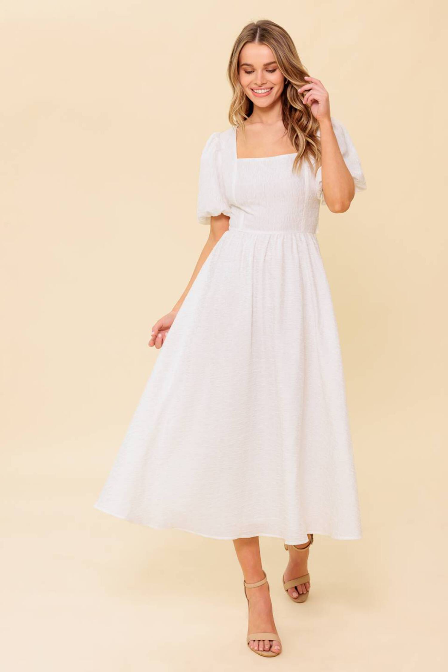 SLEEK DEDICATION IVORY WOVEN MDI DRESS - Walmart.com