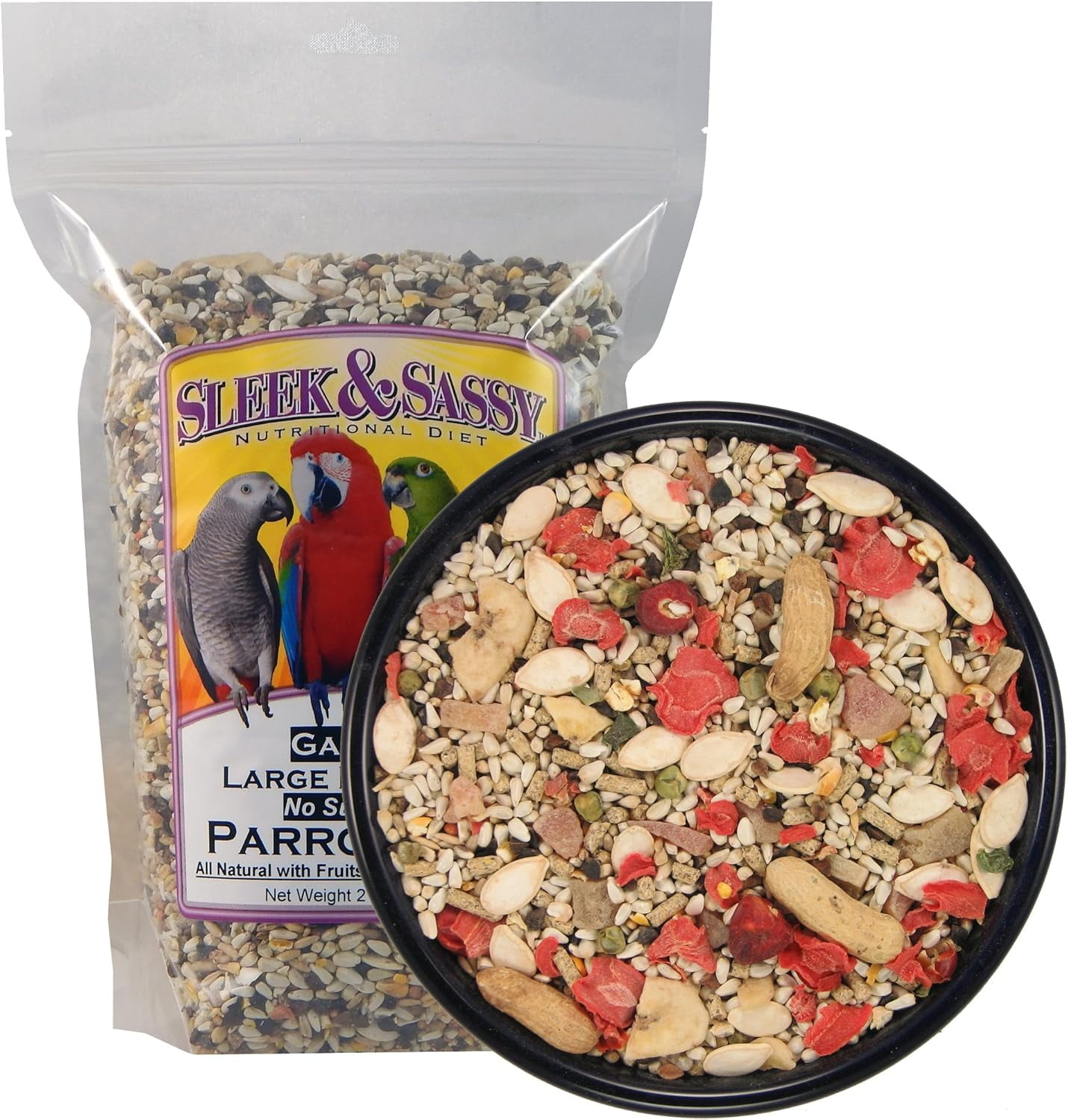 SLEEK & SASSY Garden Large Hookbill No Sunflower Parrot Food for Large ...
