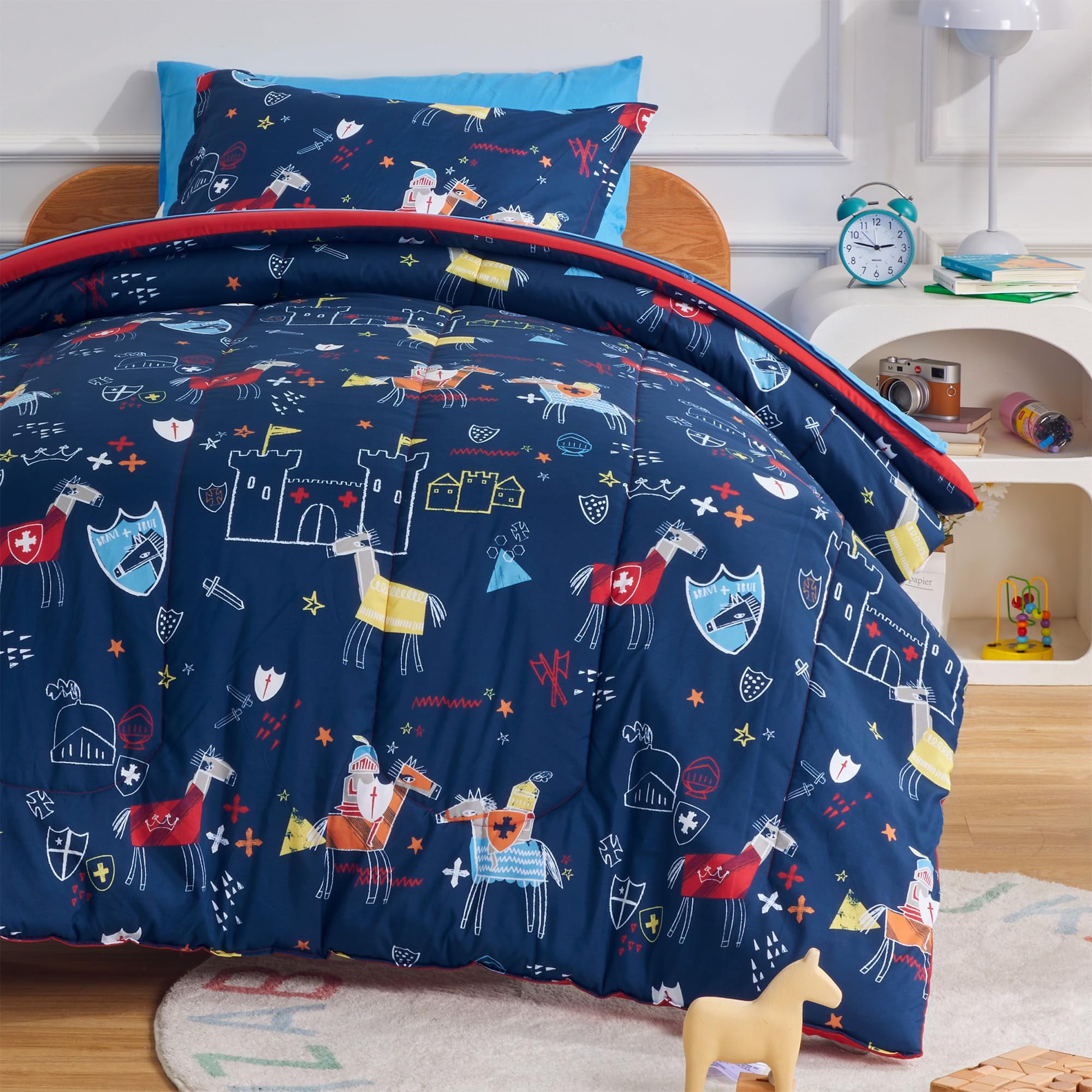 Sleep Zone 7 Pieces Kids Comforter Bed in A Bag, Soft Lightweight ...