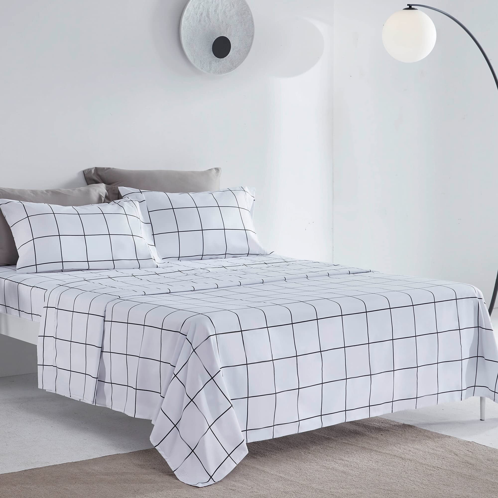 Sleep Zone Bed Sheets Set 4 Piece, Easy Care Fitted Flat Sheet ...