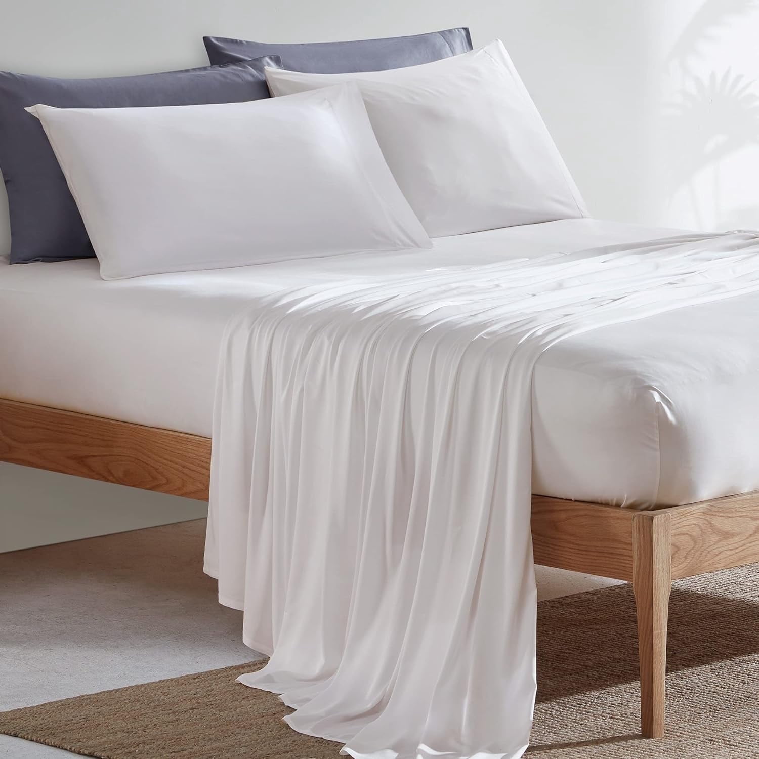 Sleep Zone Cooling Bed Sheet Set for Hot Sleepers, Ultra Soft ...