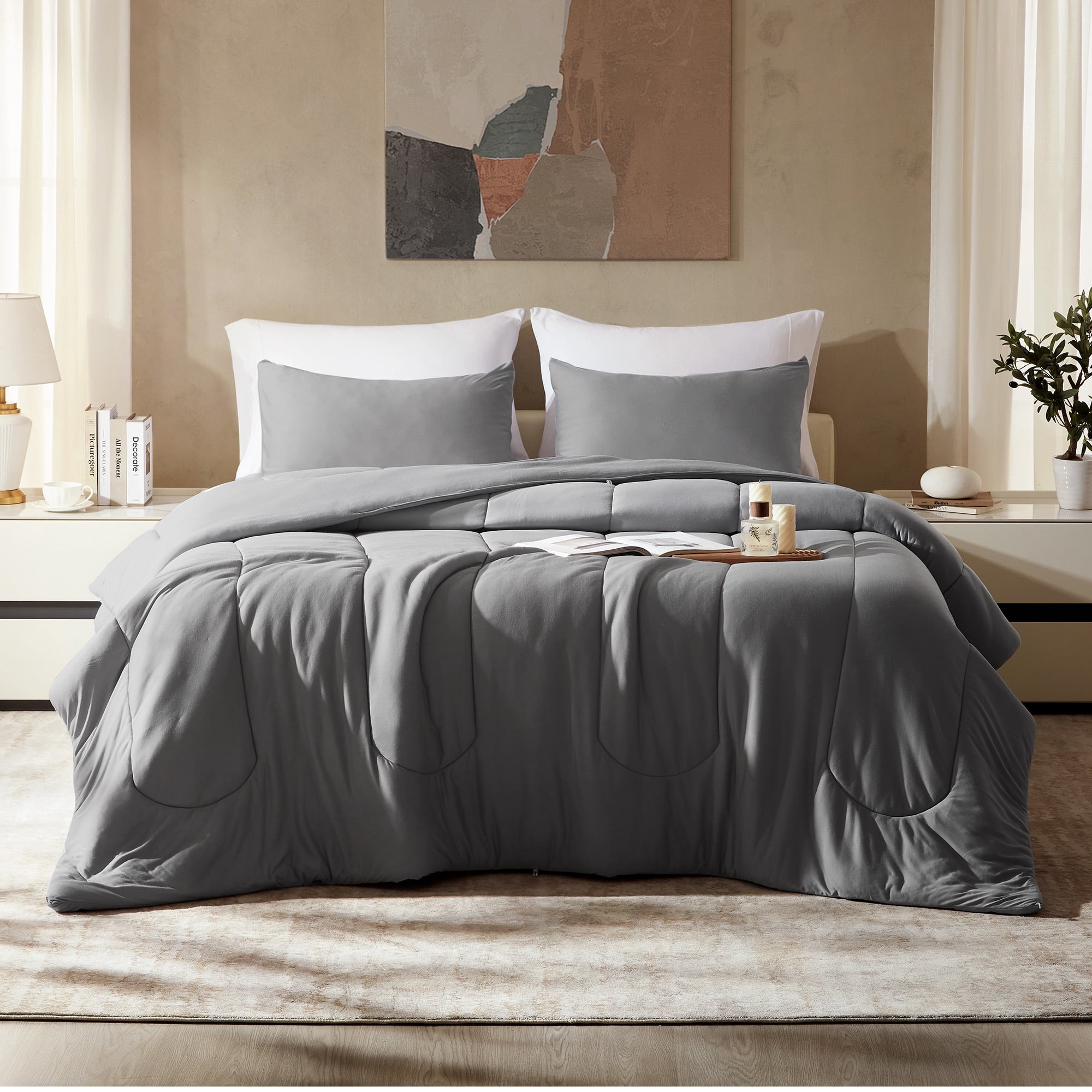 SLEEP ZONE Jersey Knit 2 Pieces Comforter Set, Twin/Twin XL Bedding Set ...