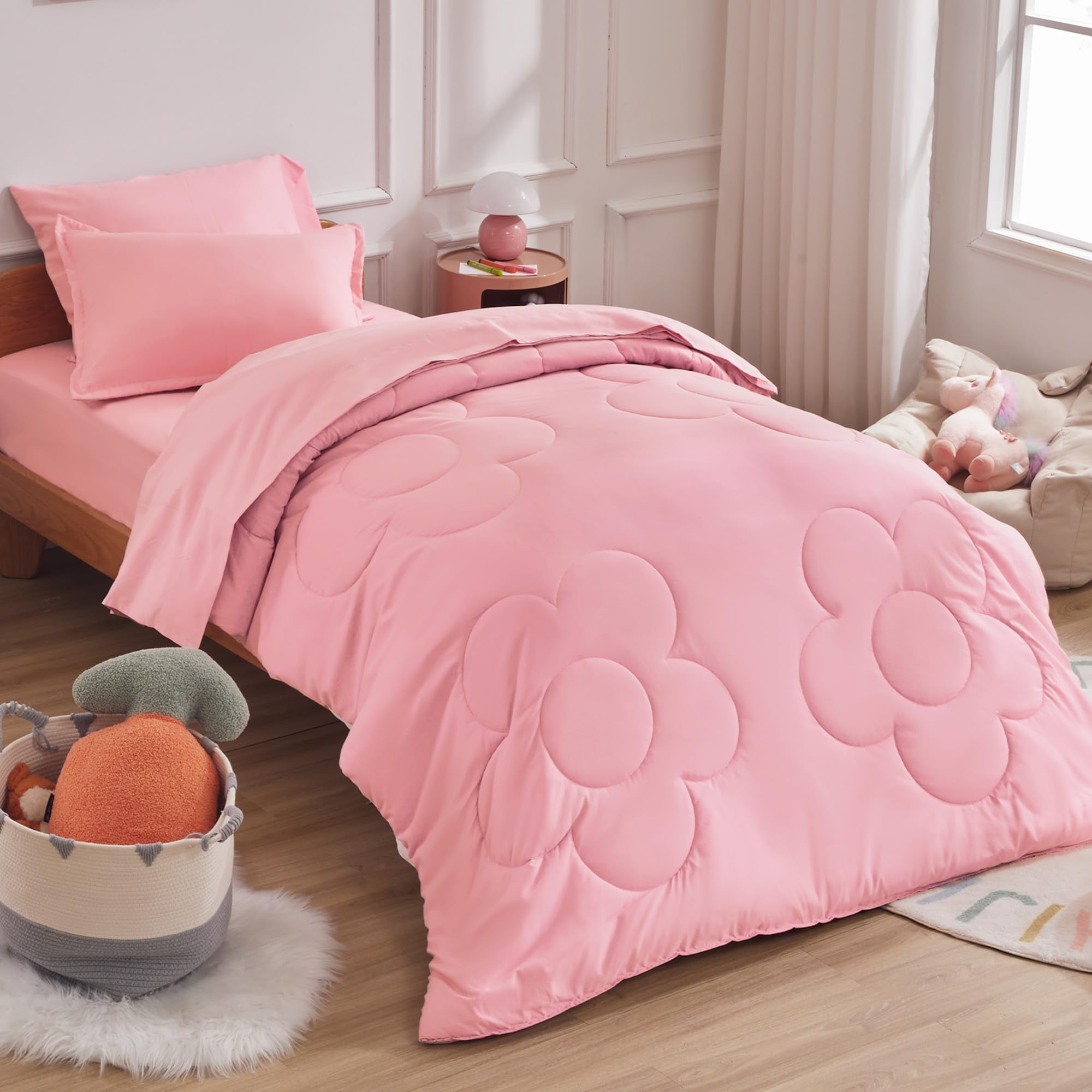 Sleep Zone Kids Pink Twin Bedding Comforter Set - Super Cute & Soft ...