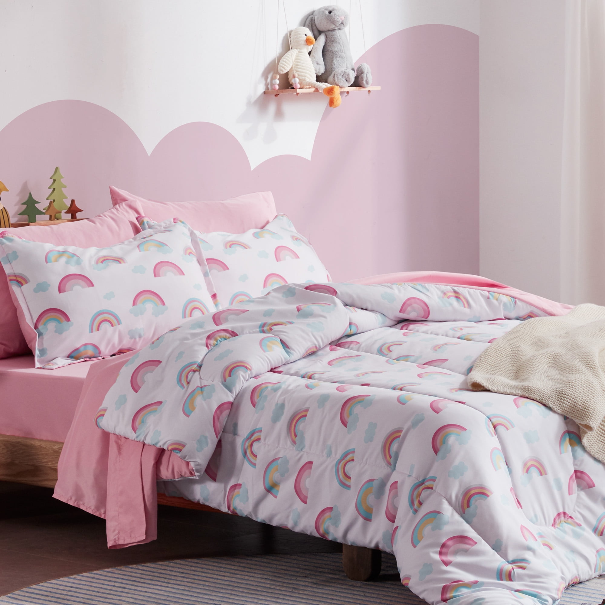 Sleep Zone Kids Rainbow Bedding Twin Comforter Set - Super Soft & Cute ...
