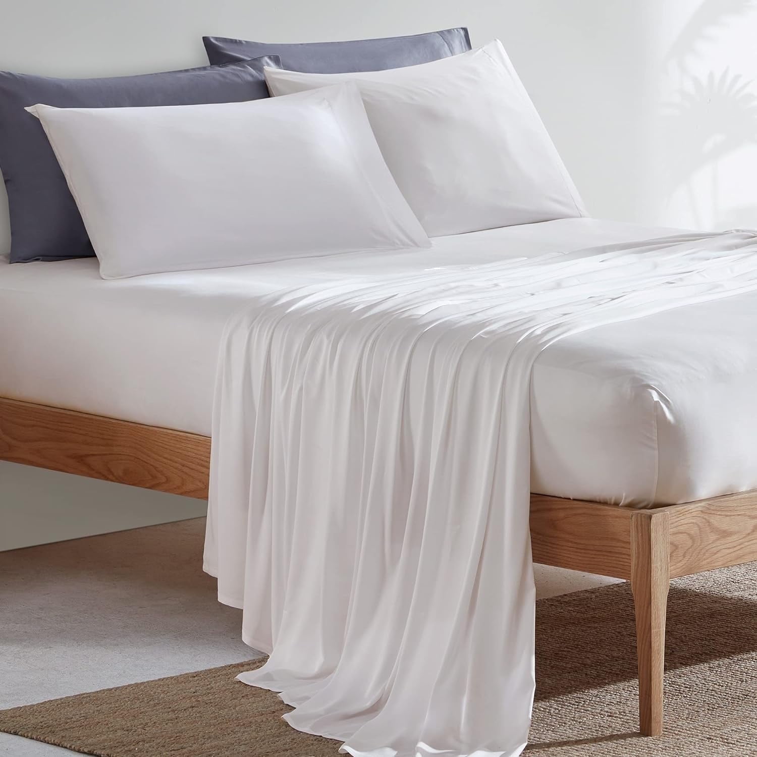Sleep Zone Cooling Bed Sheet Set for Hot Sleepers, Ultra Soft ...