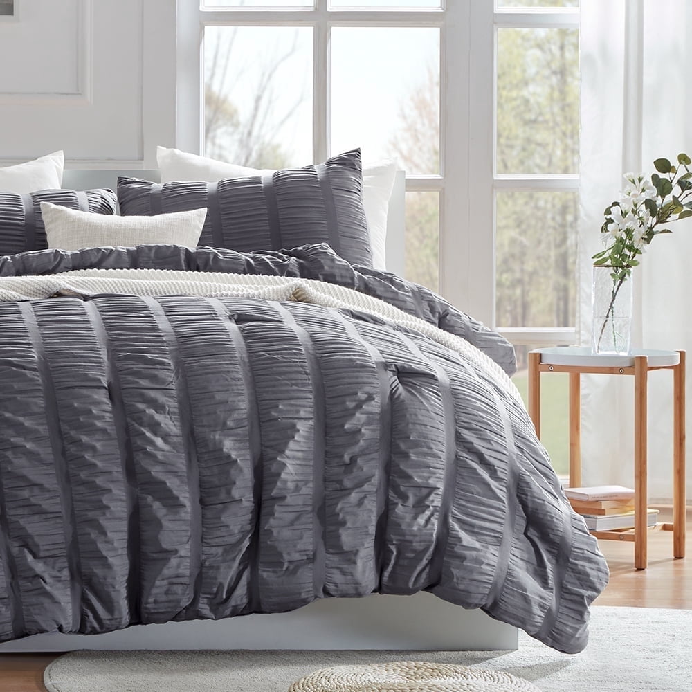 Sleep Zone Luxury Seersucker Queen Comforter Set 3-Piece, Soft ...